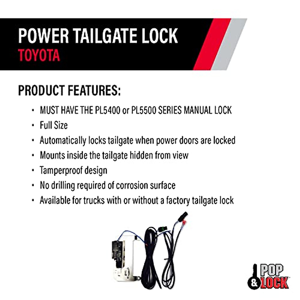 Pop & Lock PL8525 Power Tailgate Lock for Toyota Tacoma (Power Lock Add-on Kit)