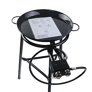 Derurizy Paella Pan Set with Burner, 18 Inch Carbon Steel Paellera with The Burner and The Reinforced Legs