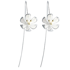 925 Sterling Silver Flower Earings Elegant Lotus Long Drop Earring for Women Fashion Brincos Grandes Fine Jewelry pendientes