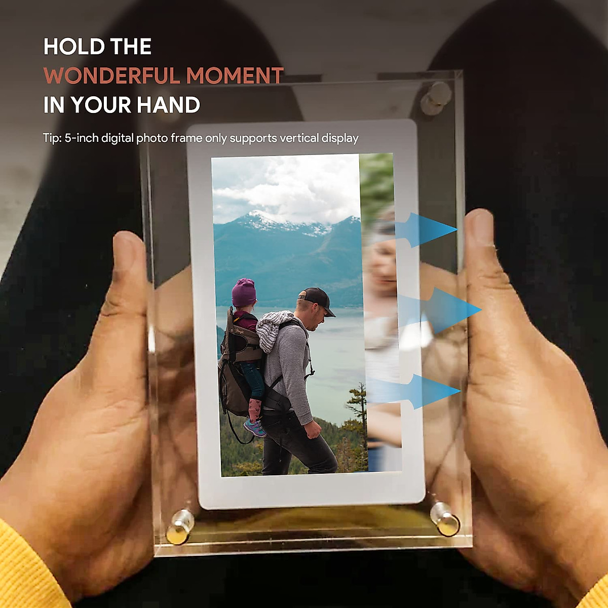 Amaboo 7 Inch Acrylic Digital Picture Frame, Motion Video Frame with Latest Transparent Design, Digital Photo Frame with Built-in 1GB Memory and 1500 mAh Battery