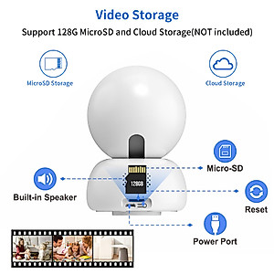 LuckSun 2K 1296P Indoor Security WiFi Camera Wireless One Button 2-Way Talk PTZ Smart Tracking Pet Baby Camera 360 View with Human & Sound Detection, Night Vision, SD Card Slot.