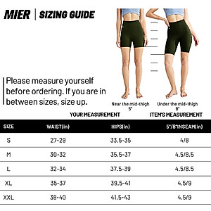 MIER Women's High Waist Yoga Compression Shorts Stretch Biker Shorts with Side Pockets, Tummy Control, 8 Inch, Army Green, L