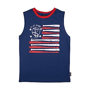 Spalding Boys Americana Athletic Active Mesh Muscle Tank Top and Shorts Set, Navy Blue, 4