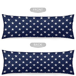 Blue Body Pillow Cover,Blue and White Stars Pattern,Farmhouse Long Pillow Case Protector with Zipper Decorative Soft Rectangle Bed Pillowcases for Bedroom,Couch,Sofa,Home Gifts 20"x54"