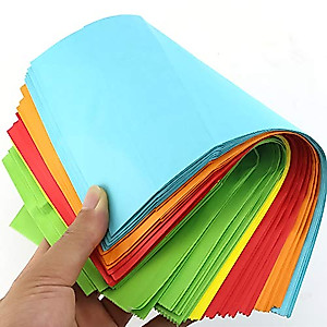 Newbested 50 Pack Small Rainbow Bright Color Kraft Paper Bags,Flat Bottom Grocery Wrapped Treat Goody Bags for Craft,Birthdays,Baby Showers,Wedding,Party Favor(5 Colors,5.1" x 3.1" x 9.4")
