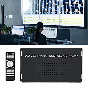 PUSOKEI LCD Video Wall Controller, 2X2 Video Image Processor, 1920x1080p 60HZ Screen Resolution, HDMI1.3 Input, 4 Output Support Splicing 2X1/3X1/4X1/1X2/1X3/1X4(US)