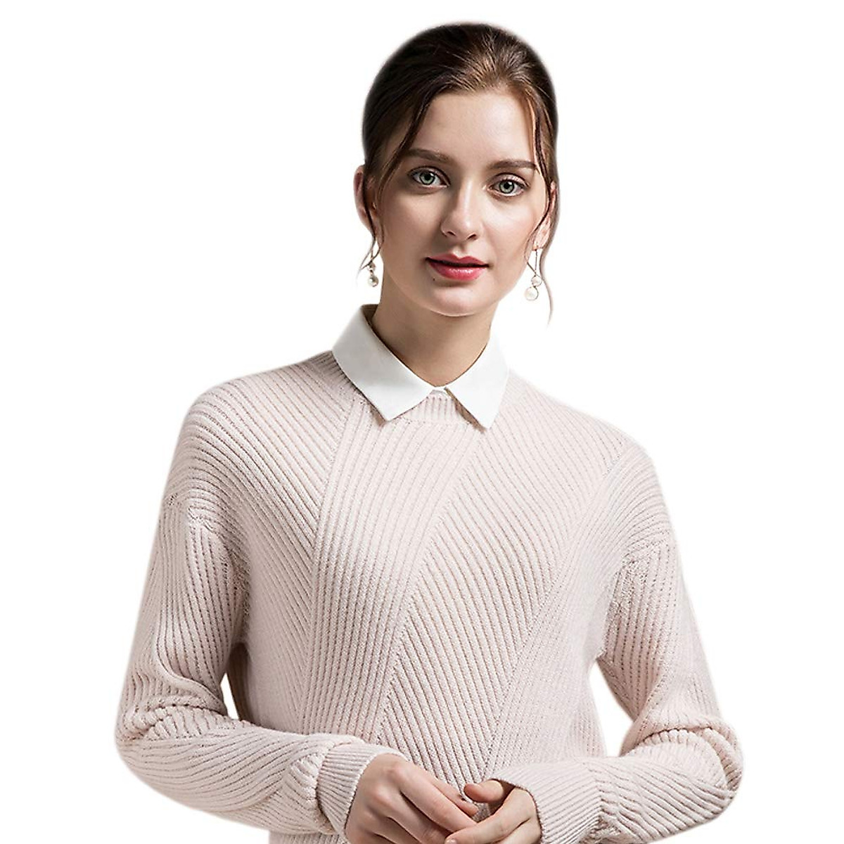 Shinywear Women's Fake Collar Detachable Collar Shirt Attachment, White Dickey False Collar, Mock Collar Half Blouse for Lady Girls Favors(2pcs White Pointed Collar)