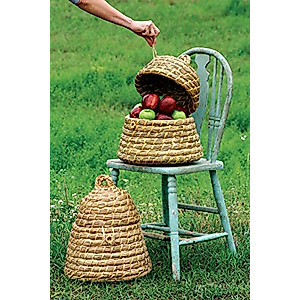 MY SWANKY HOME Natural Large Seagrass Beehive Shape Basket Set 2 Old Fashioned Rustic Outdoor