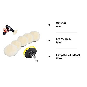 7 PCS 3 Inch Wool Polishing Buffing Pad, Polishing Buffing Wheel with Hook and Loop Back for Drill Buffer Attachment with M10 Drill Adapter Car Buffer Polisher Kit for Car Polishing, Waxing, and More