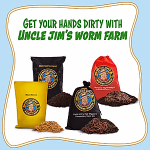 Uncle Jim's Worm Farm Super Red European Nightcrawlers for Composting and Garden Soil Aeration | Large Nightcrawlers Improve Soil Structure and Quality for Healthier Gardens | 250 Count