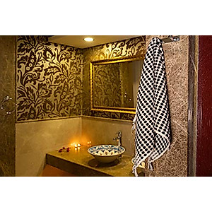 Organic Turkish Cotton Hand Towels for Bathroom | Oversized - 17 x 35 Inches | Large Soft Plush Fluffy Highly Absorbent Towels for Kitchen, Hand and Face (Black, Hand Towel)