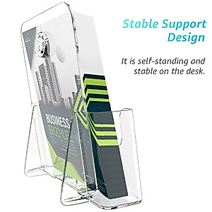 MaxGear Acrylic Brochure Holder 6 x 8 inch, Display Stand Plastic Flyer Holders, for 5.5 x 8.5 inch, 5 x 7 inch Menu Clear Literature Trifold Pamphlet Magazine Holders Countertop or Wall Mount, 2 Pack