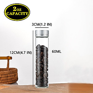 Oidium Single Dose Coffee Bean Storage - 2oz Glass Jars with Lids, Portable Spice Container, Dosing Glass Vials With Screw Caps (4-Pcs)