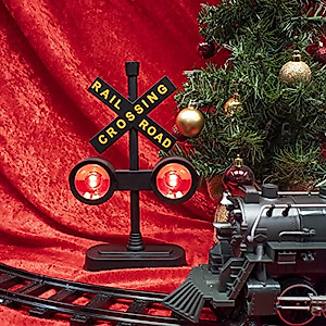TG,LLC Treasure Gurus Flashing Railroad Track Crossing Signal Red Light Sound RR Xing Train Crossbuck Desk Decor