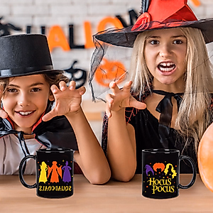 Whaline 2Pcs Halloween Mug Set 12oz Witch Coffee Mugs Hocus Pocus Ceramic Drinking Mugs for Home Table Centerpieces Housewarming Gift Office School