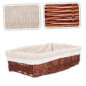 Zerodeko Storage Woven Basket Wicker Baskets Storage Baskets for Shelves Rectangular Wicker Basket Bathroom Baskets for Woven Rattan Storage Tray Garbage can Cotton Linen Toilet Paper