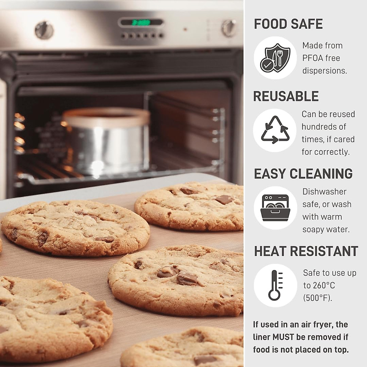 Bake-O-Glide STD0330 Non Stick Reusable Cooking/Baking Liner, Brown