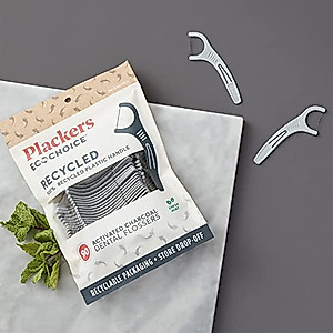 Plackers Ecochoice Activated Charcoal Recycled Dental Flossers, 90 Count (Pack of 1)