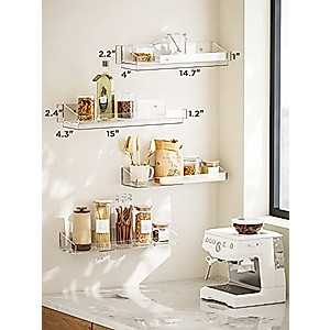 AMADA HOMEFURNISHING Acrylic Shelves, Floating Shelves with Mounting Hardware & Raised Edges, Clear Shelves for Pops, Kids' Books, Makeup, Collection Display & Organization, Set of 4, AMFS28