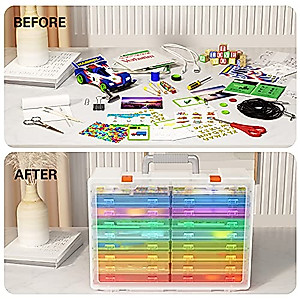iBune Large 4" x 6" Photo Storage Box, 18 Inner Photo Cases Store up to 1800 Photos, Photo Organizer Cards Craft Keeper with Handle for Photo Puzzles Cards Seed Packets, Rainbow