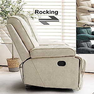 Harkawon Recliner Chair Glider Rocking Recliner Fabric Chair, Comfy Upholstered Glider Rocker for Nursery, Modern Armchair with Tall Back for Living Room, Bedroom