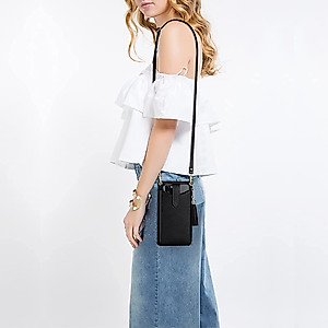 Peacocktion Small Crossbody Cell Phone Purse for Women, Lightweight Mini Shoulder Bag Wallet with Credit Card Slots with Tassel (Black)