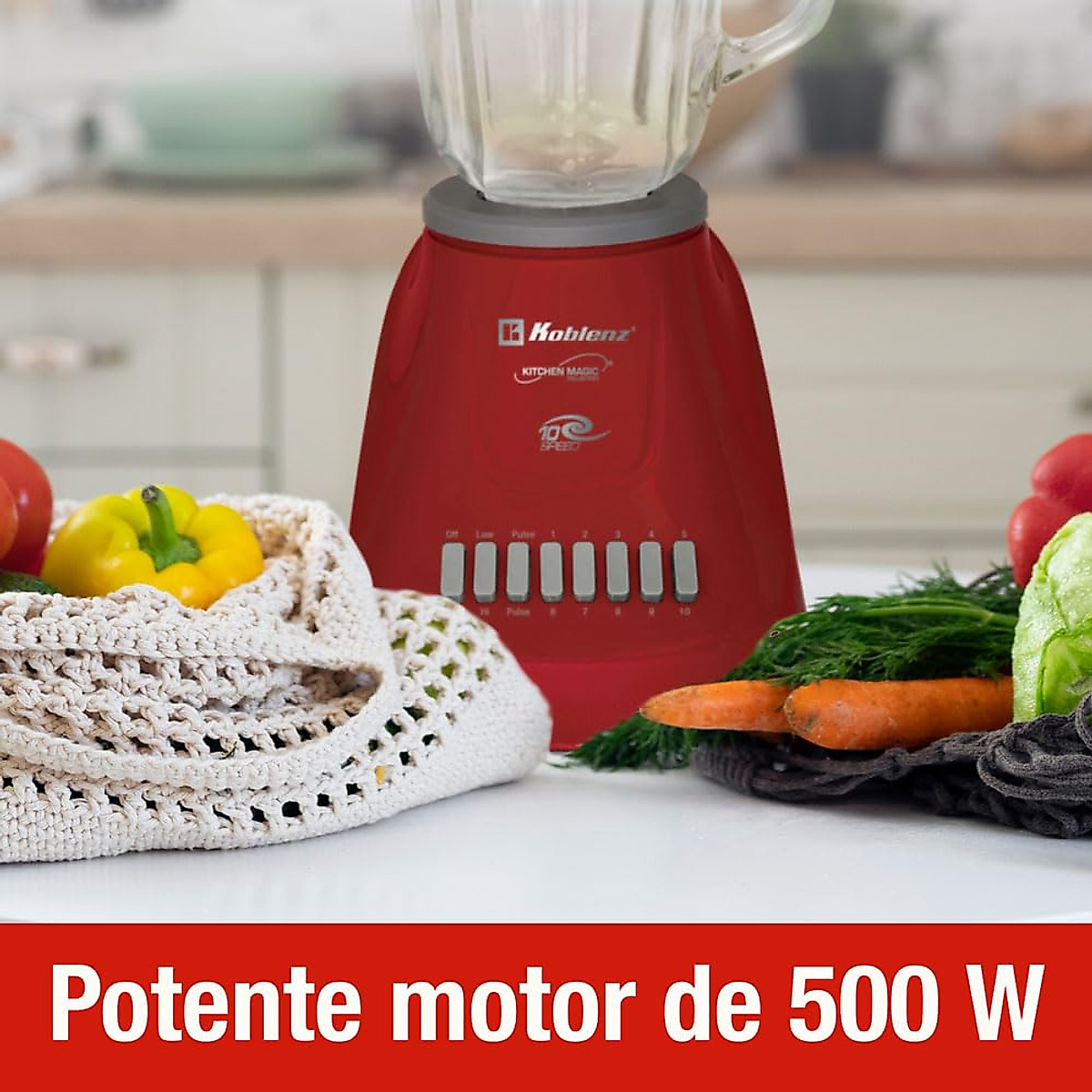 Koblenz 51oz. Gourmet Blender, Salsa Mixer, Smoothie, 10-Speed 4 Blades with 2 Pulse Function