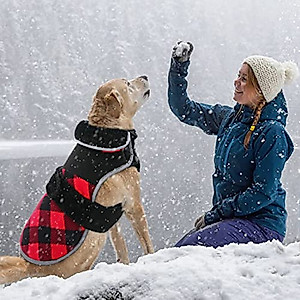 ROZKITCH Reversible Dog Winter Coat Vest, British Style Plaid Fleece Warm Christmas Clothes, Warm Reflective Cold Weather Dog Jacket with Harness Hole for for Small Medium Large Dogs Puppy 3XL