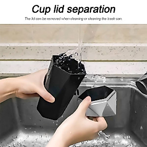 Car Trash Can with Lid, Mini Plastics Portable Auto Garbage Can, Small Leakproof Diamond Design Trash Dustbin, Waterproof Vehicle Rubbish Bins for Automotive Car, Home, Office, Kitchen (Black,1)