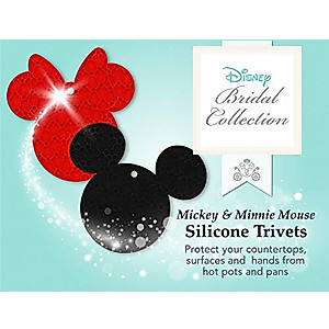 Disney Mickey and Minnie Mouse 100% Silicone Trivets, 2pk - Multipurpose Flexible Kitchen Tools that Serve as Pot Holders, Spoon Rest, Jar Opener, or Heat Resistant Hot Pads up to 500 degrees F