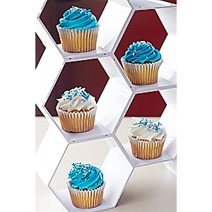 Kwirkworks Cupcake Stand -Unique Design Honeycomb Cupcake Holder |Create Several Styles with Different Combinations of Hexagon Shelf (White)