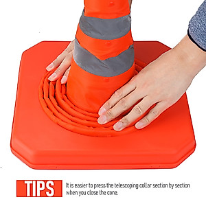 CARTMAN 4 Pack 28 Inch Collapsible Traffic Cones, Multi Purpose Pop up Reflective Safety Cones