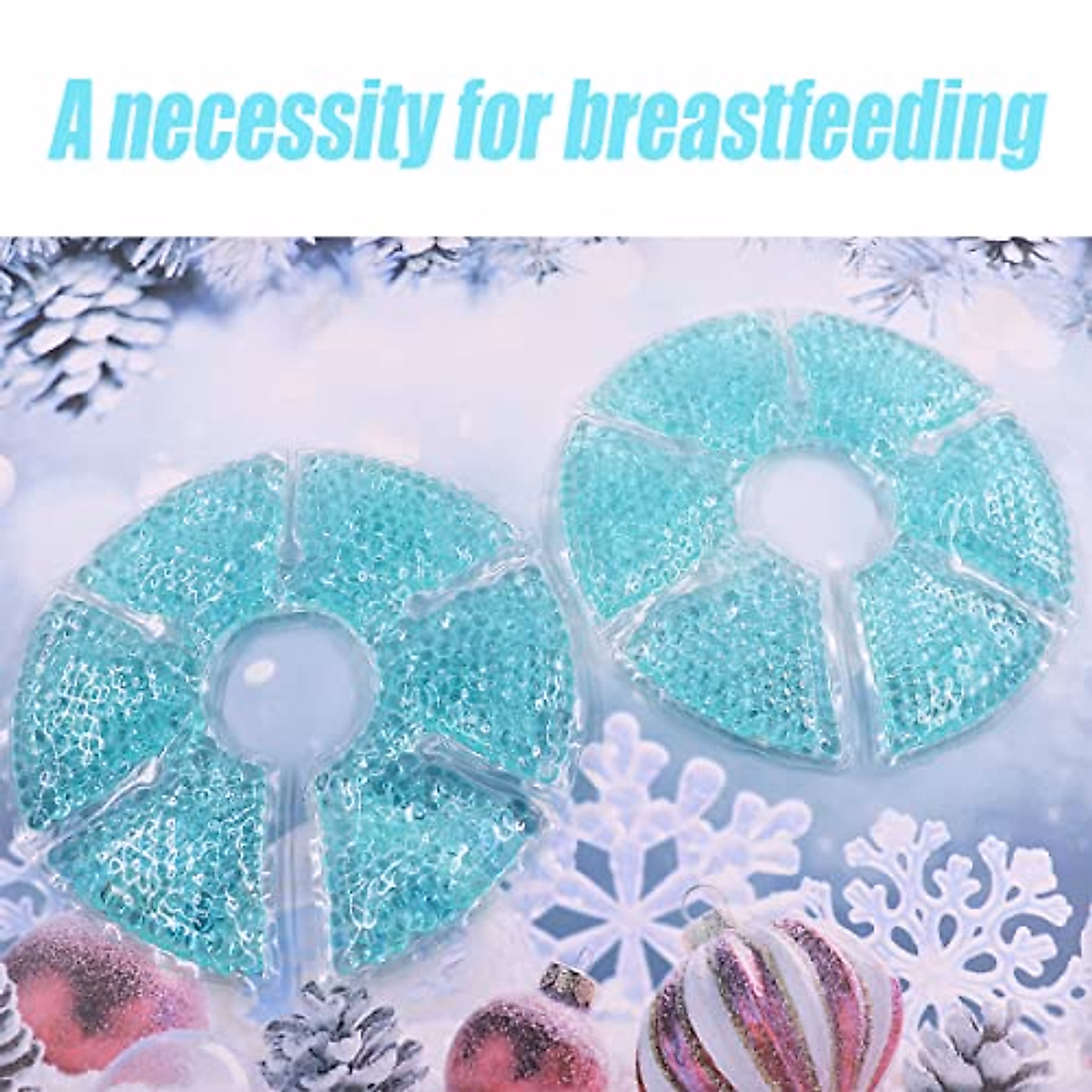 Breast Therapy Ice Packs, Hot and Cold Breast Pads, Breastfeeding Essentials Large Gel Bead Packs for Moms, 2 Pack (2 Ice Pack (Teal))