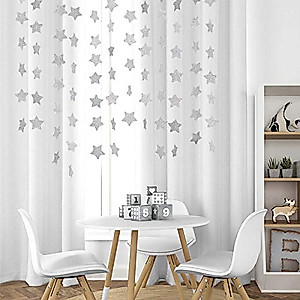 6 Pcs Glitter Silver Star Paper Garland (50 Feet), Christmas Birthday Party Decorations Sparkling Bunting Banner Hanging Decorations for Bridal Shower Baby Shower Bachelorette Party Wedding Holiday