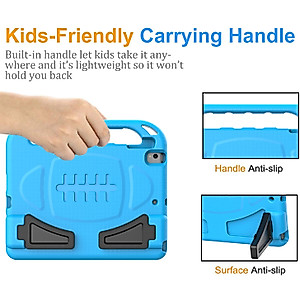 BMOUO Kids Case for New iPad 10.2 2021/2020/2019 - iPad 9th/8th/7th Generation Case for Kids, with Built-in Screen Protector, Shockproof Handle Stand Kids Case for iPad 10.2" (9th/8th/7th Gen) - Blue