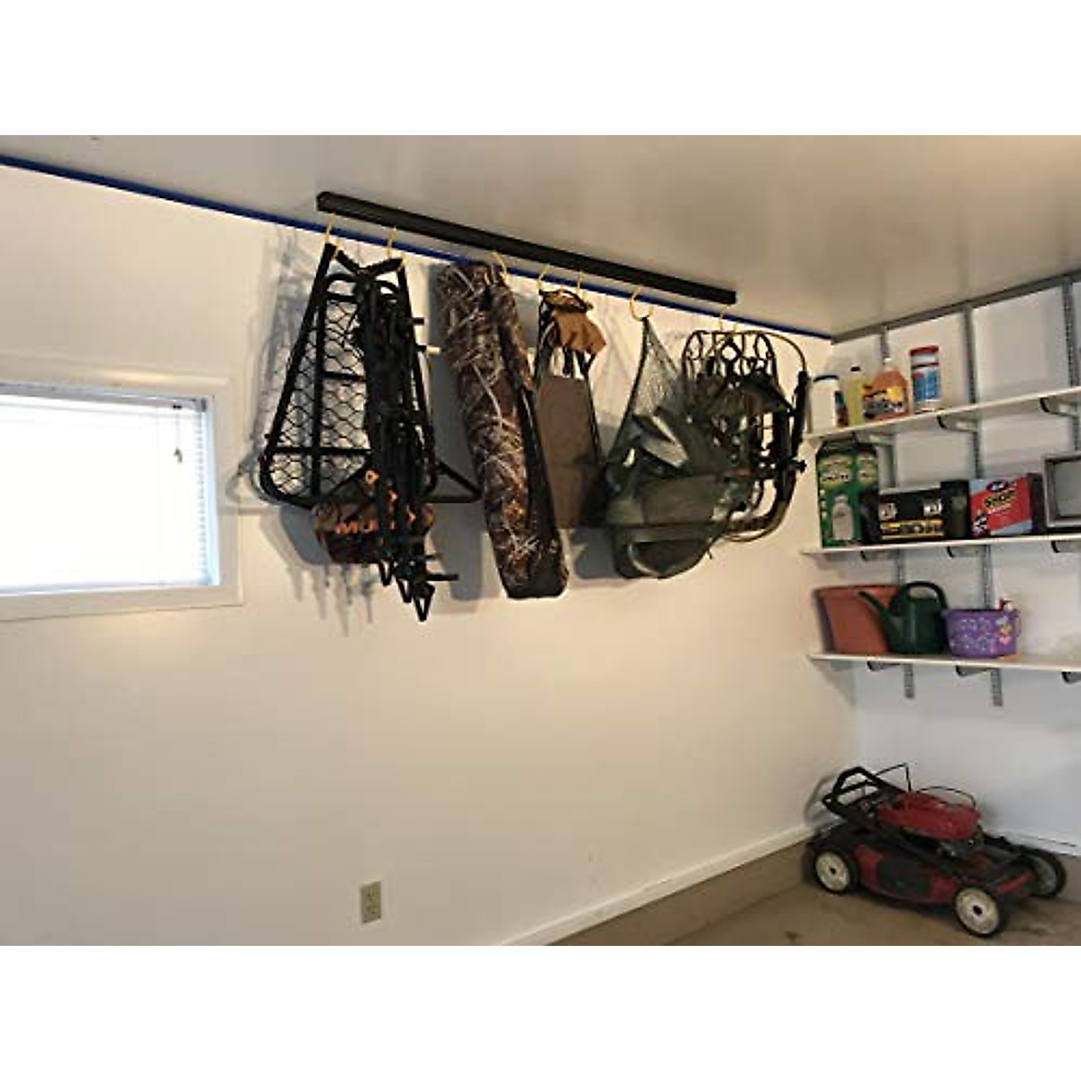 Titan Track Adjustable Overhead Garage Ceiling Storage Rack (74" Length) Holds 50lbs. per Hook, Plus 1 Additional Hook per Track Free