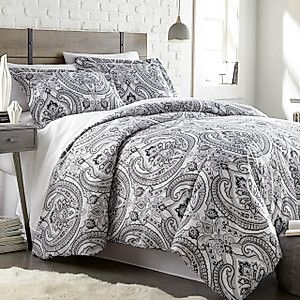 SouthShore FINE LINENS Pure Melody Collection - Premium Quality, Soft, Wrinkle, Fade, & Stain Resistant, Easy Care, Oversized Duvet Cover Set, Twin / Twin XL, Black