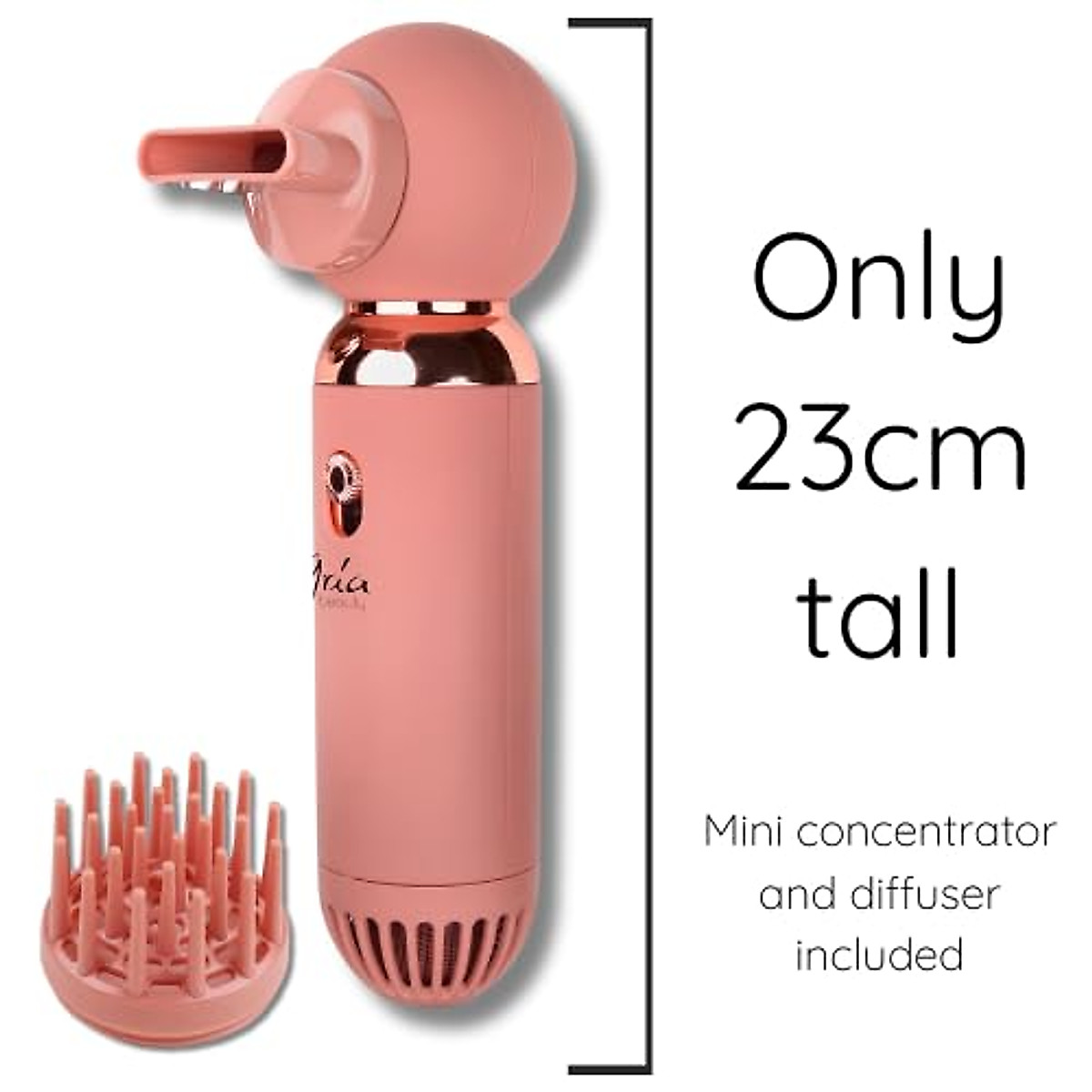 Aria Beauty Too Cute Compact Hair Dryer - Lightweight, Portable Blow Dryer with High or Low Settings - Negative Ionic Technology - Rose Gold - 1 pc