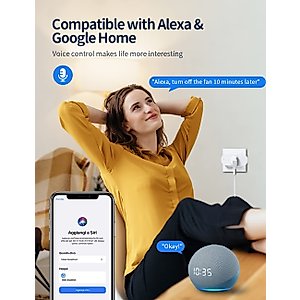 Smart Plug 15A, Smart Home WiFi Outlet, with Energy Monitoring, Works with Siri, Alexa, Google Home Nest Hub and Smartthings, No Hub Required, 2.4GHz WiFi Required(2 Pack)