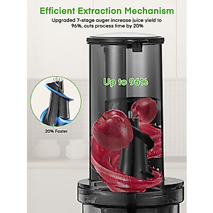Juicer Machines Vegetable and Fruit, FOHERE Cold Press Juicer Extractor Fit Whole Fruits & Vegetables with 4.72" Wide Mouth Easy to Clean, Slow Masticating Juicer with Quiet Motor, Reverse Function
