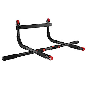 KDFJ Adjustable Indoor Fitness Horizontal Bar Pull-Up Workout Handles Chin-Up Gym Equipment Home Fitness Exercise Heavy Duty Trainer-Black