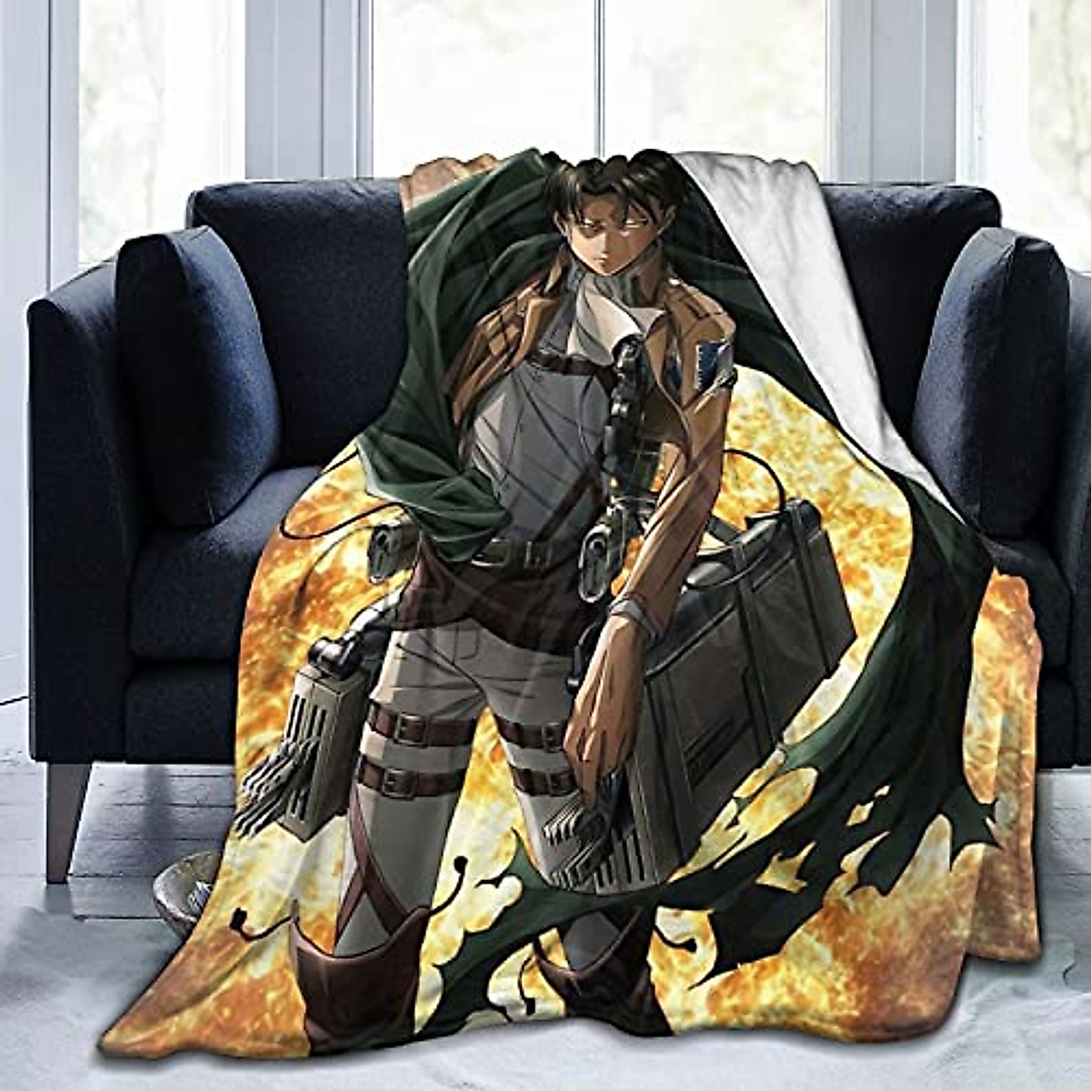 Levi Ackerman Soft and Comfortable Warm Fleece Blankets Beach Blanket Picnic Blankets Throw Blankets (80"x60")