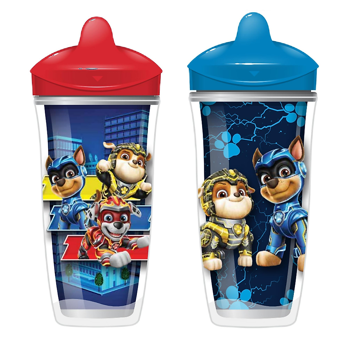 Playtex Baby Sipsters Stage 3 PAW Patrol Spout Cups, Spill-Proof, Leak-Proof, Break-Proof - Red & Blue, 9 Oz, 2 Count