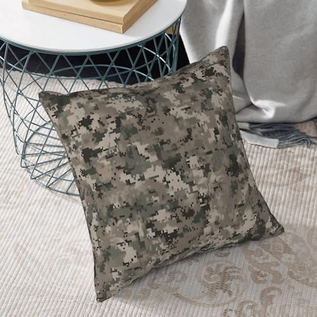 AdaNti Army Digital Camouflage Print Corduroy Throw Pillow Covers Soft Square Throw Pillow Case Home Decorations for Bed Sofa Living Room 16"x16"