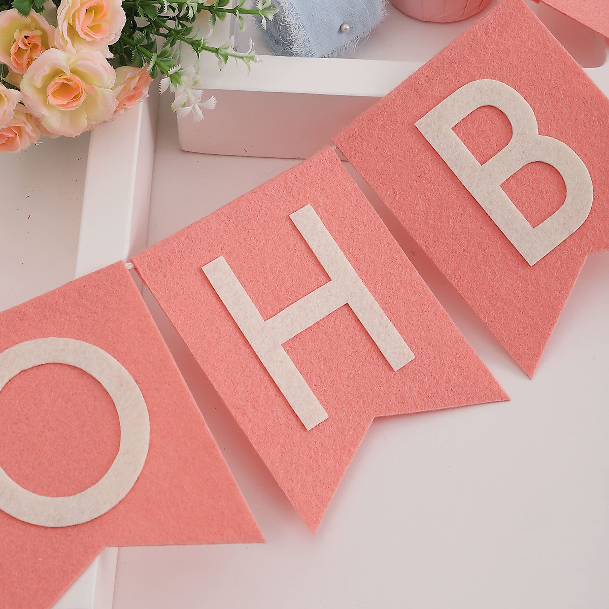Oh Baby Felt Fabric Banner - Baby Girl Banner, Modern Baby Shower, Pregnancy Banner, Baby Announcement, Gender Reveal Party Supplies, Baby Shower Backdrop, Announcement of Pregnancy Baby Shower Party Decorations.