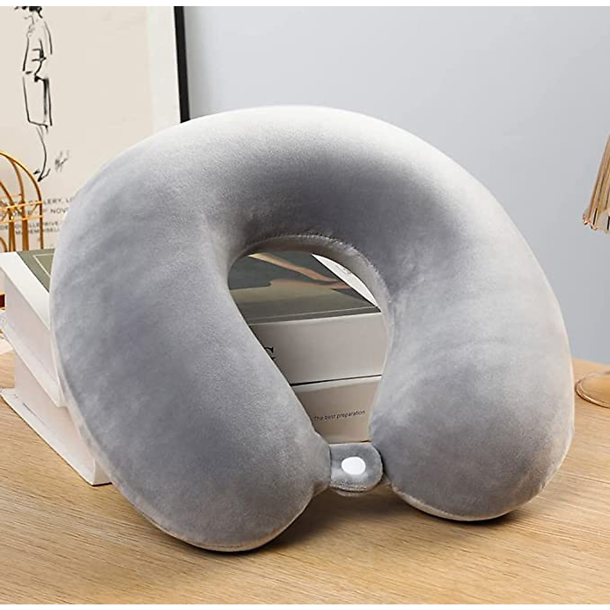 Swarg Homes Super Comfy Grey Neck Pillow Rest Cushion for Travel in Flight car Train Airplane for Sleeping for Men and Women for Comfort in Neck at Office and Home