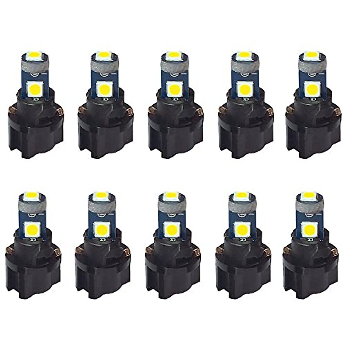 BlyilyB 10-Pack T5 37 74 LED Bulb With Twist Lock Socket PC74 PC37 Dashboard Instrument Panel Gauge Cluster Light