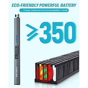 FUKKUDA Electric Candle Lighter with Safety Switch - USB Rechargeable Windproof & Flameless Plasma Arc Lighter for Easter Basket Stuffers (Space Grey)