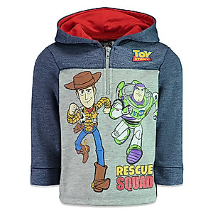 Disney Pixar Toy Story Woody Buzz Lightyear Toddler Boys Fleece Half Zip Hoodie 4T