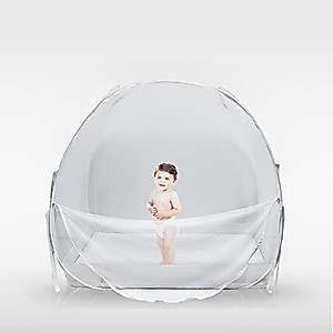 IzyBaby Baby Crib Tent - See Through Mesh Crib Net - Pop-Up Crib Tent - Crib Tent to Keep Baby from Climbing Out - Premium Toddler Crib Canopy - Transparent White